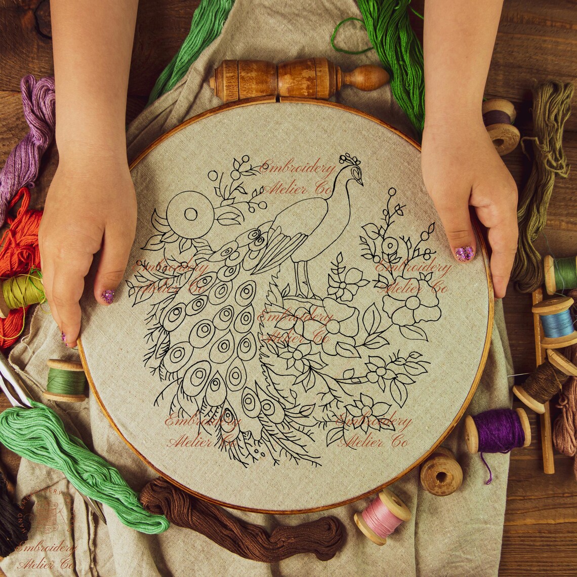 Peacock Hand Embroidery Pattern, Animal Embroidery Design, Bird ...