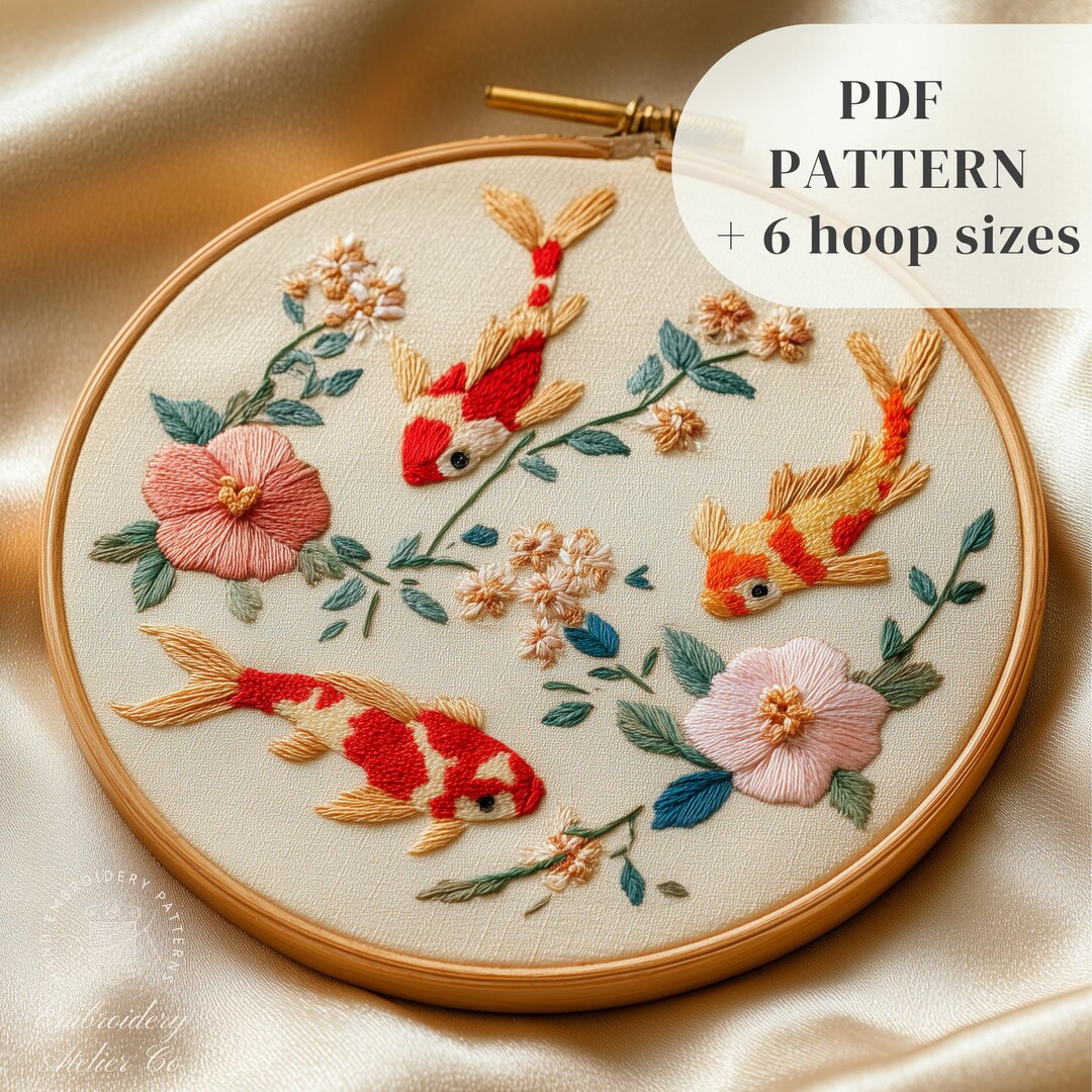 Fish Hand Embroidery Pattern, Ocean Animal Embroidery Design, Sea Life ...