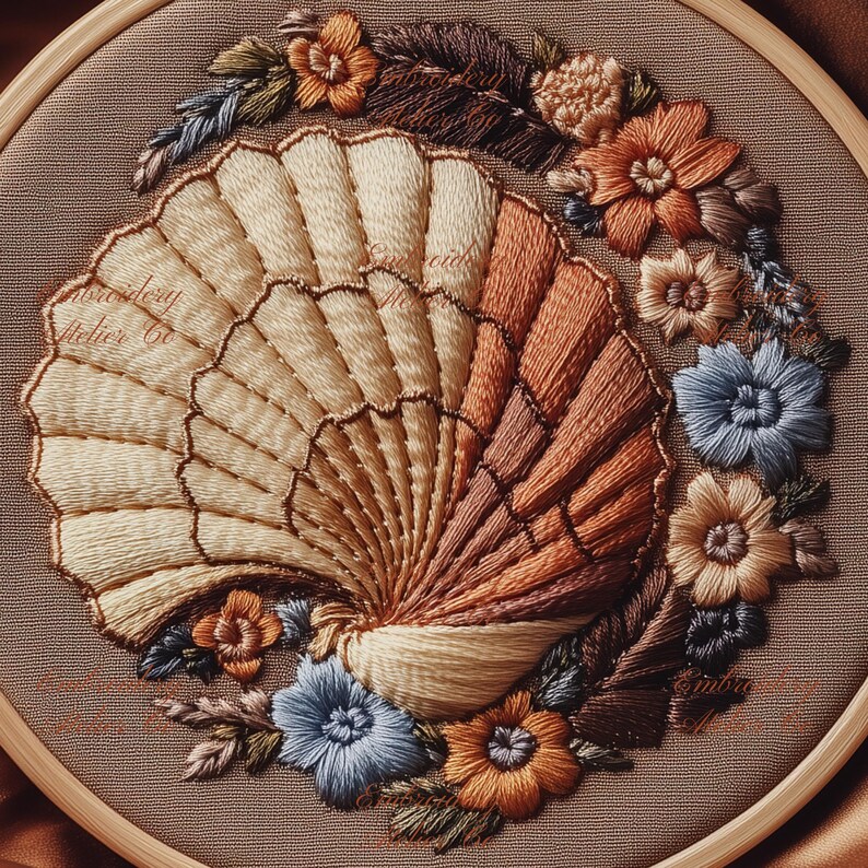 Seashell Hand Embroidery Design, Summer Embroidery PDF Pattern, Beach ...