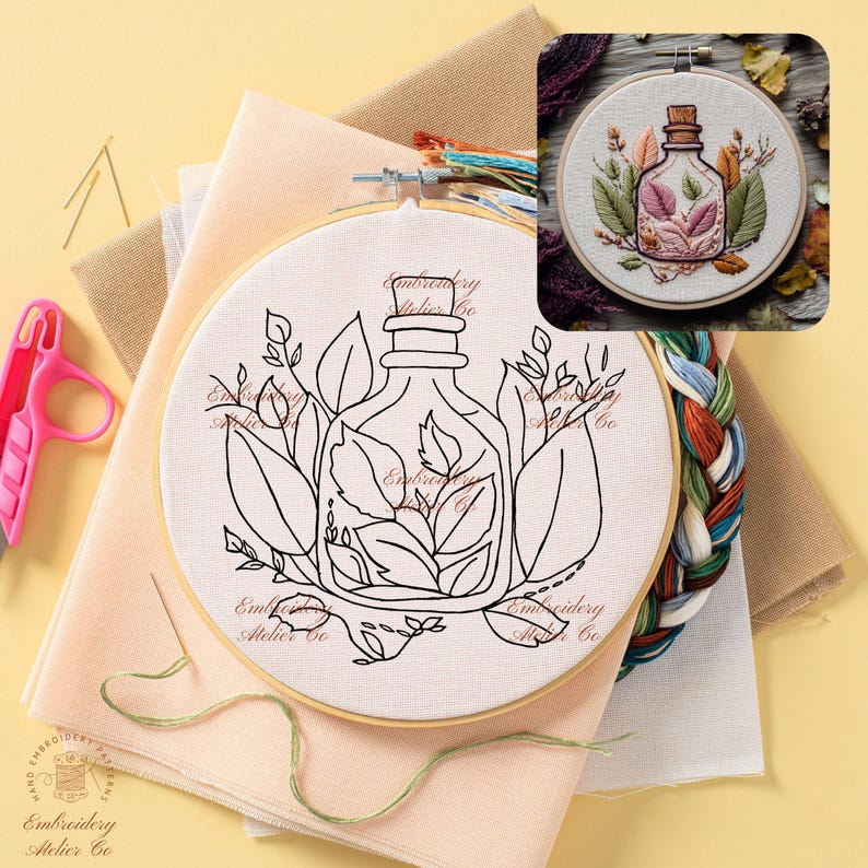 Magic Potion Embroidery PDF Pattern, Witchy Hand Embroidery Design ...