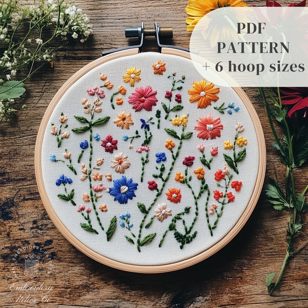 Wildflowers Hand Embroidery Design, Beginners Embroidery PDF Pattern ...
