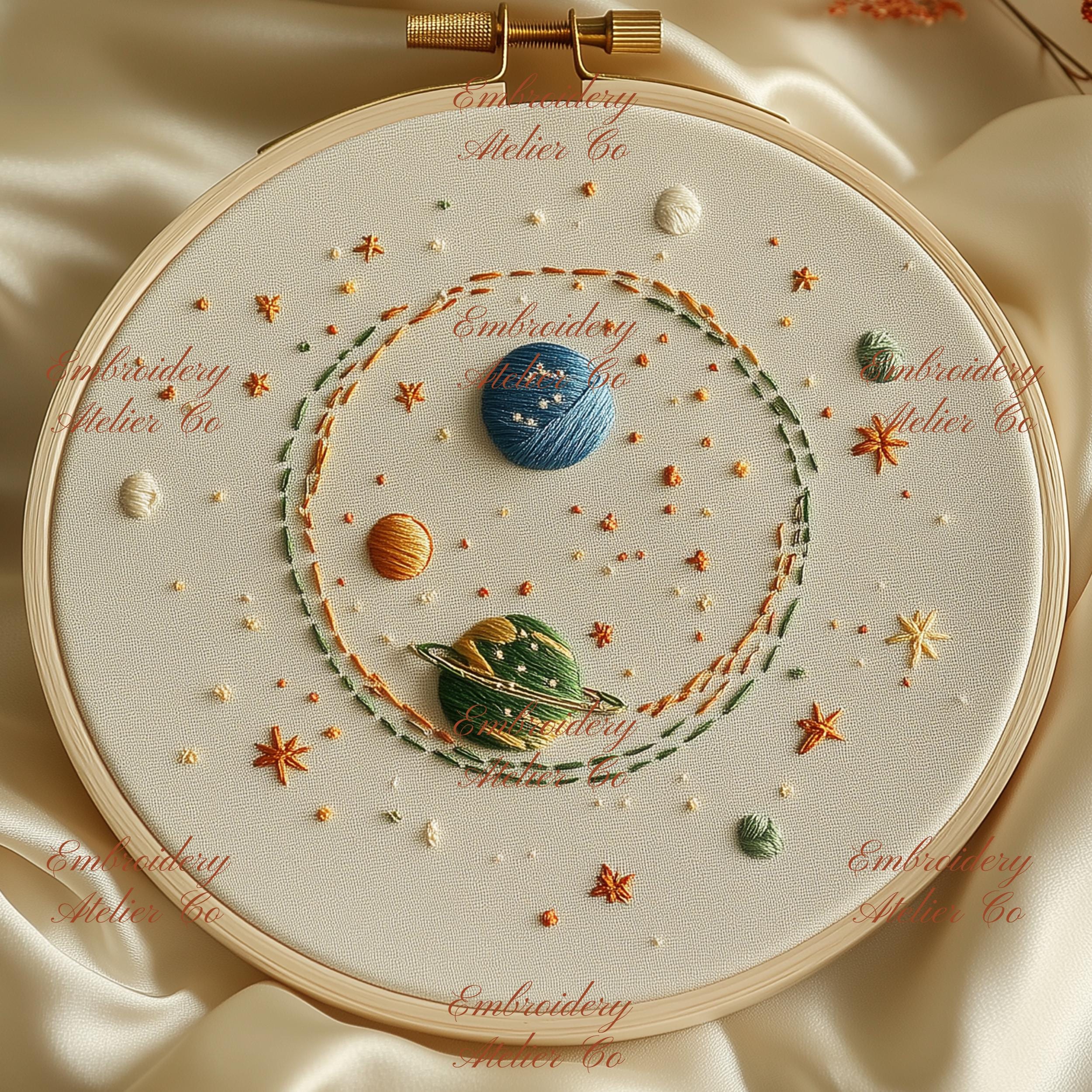 Celestial Hand Embroidery PDF Pattern, Planets Embroidery Design ...