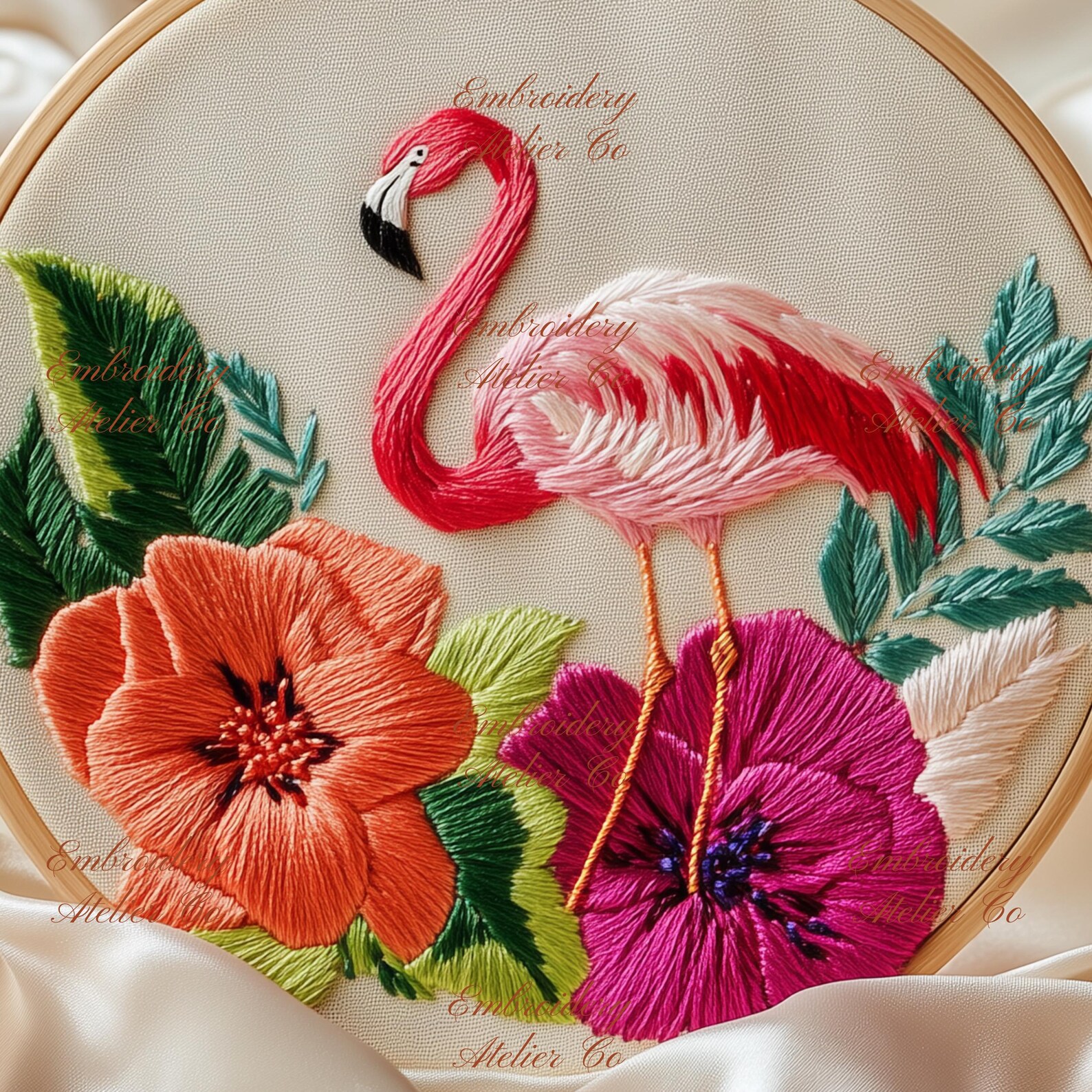 Flamingo Hand Embroidery Pattern, Summer Embroidery Design for ...