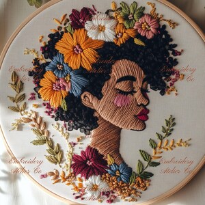 African Woman Embroidery PDF Pattern, Afro Female Hand Embroidery ...
