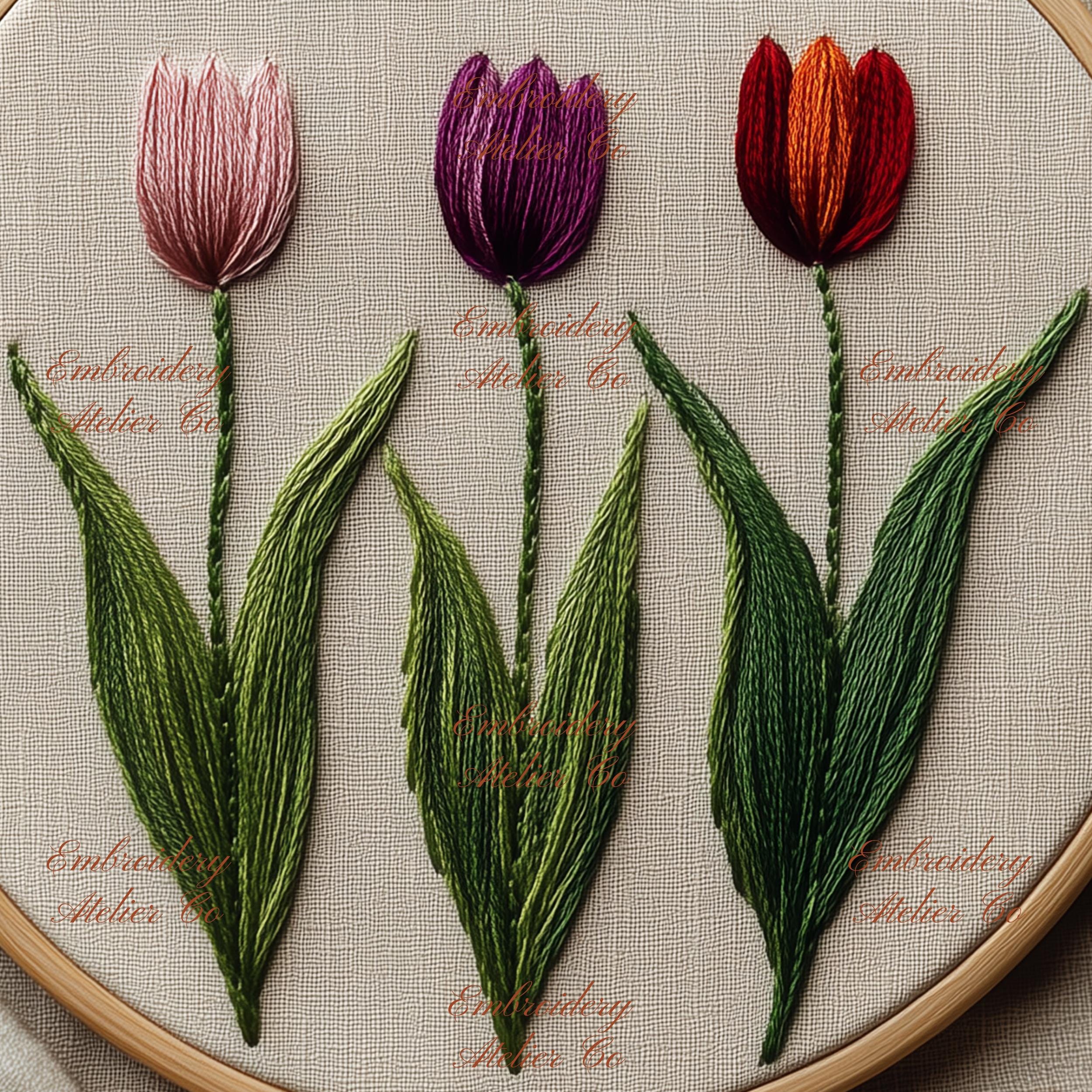 Tulips Hand Embroidery Design, Spring Flowers Embroidery PDF Pattern ...