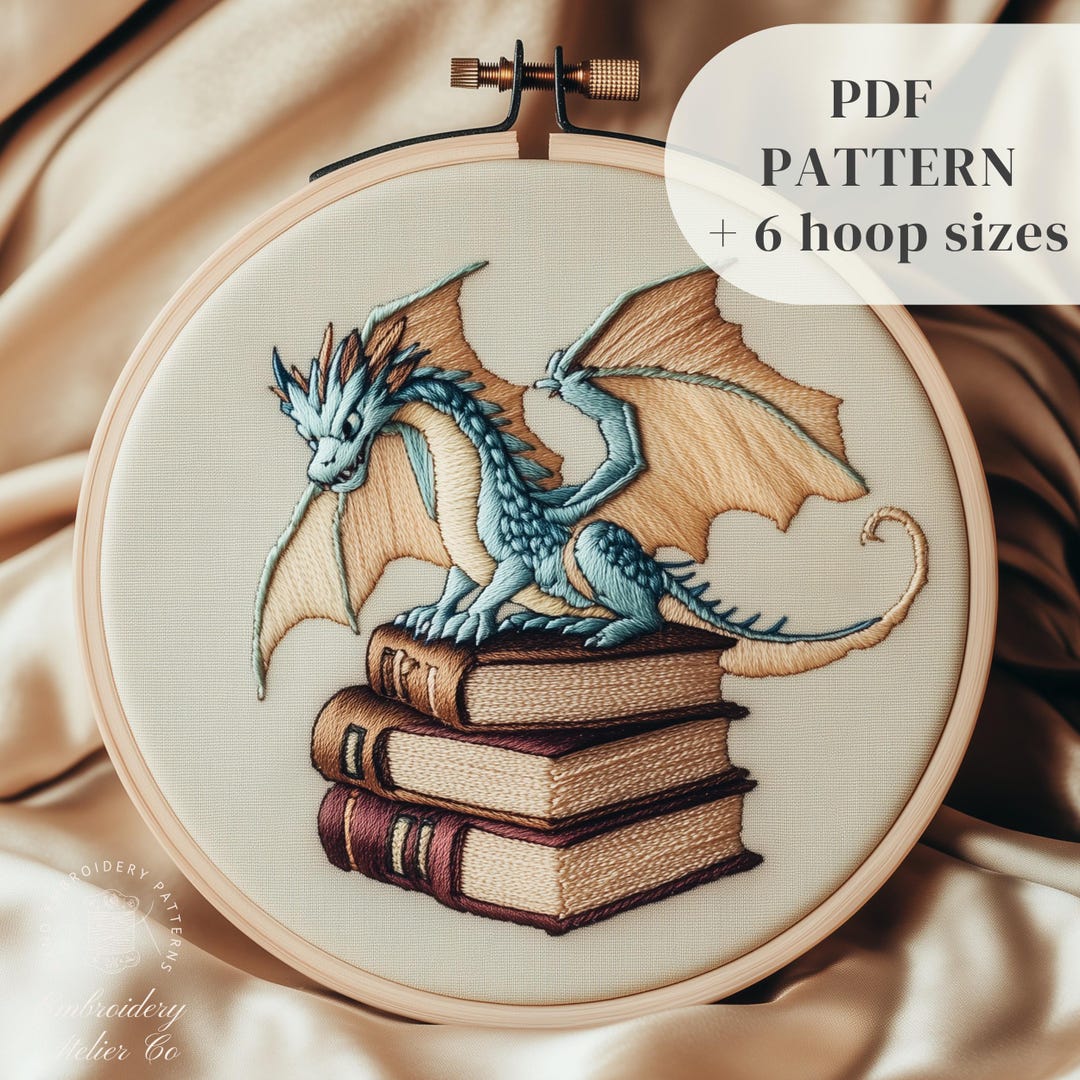 Dragon Hand Embroidery Design, Fantasy Embroidery Pattern, Medieval ...