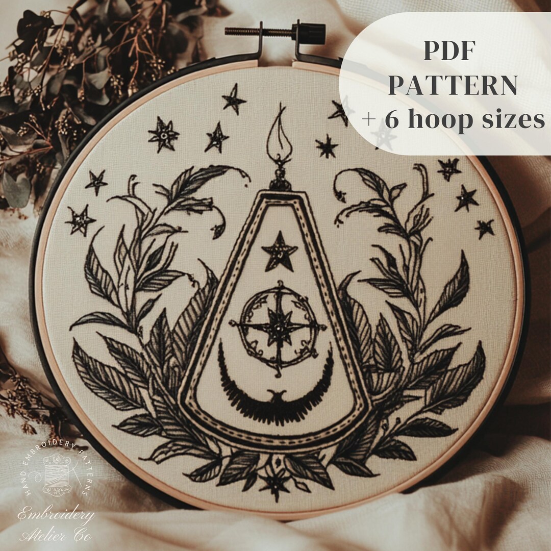Witchy Hand Embroidery Pattern, Gothic DIY Embroidery Design, Ouija ...