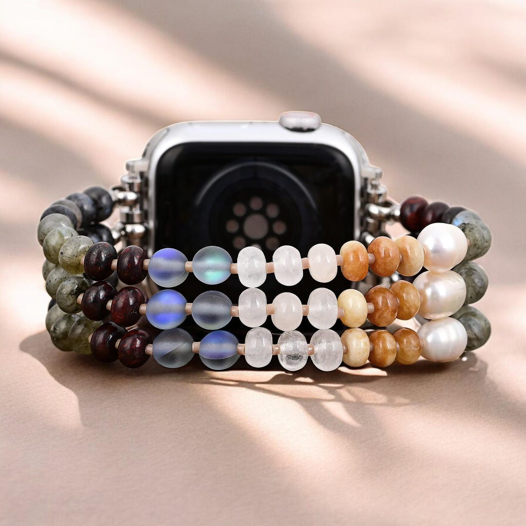 Tropical Earth Stone Beaded Apple Watch Band, Fits Any Apple Watch ...