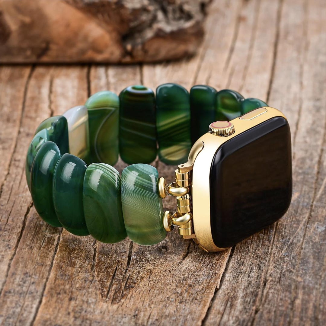 Emerald Grove Natural Stone Apple Watch Strap | Band 38mm 40mm 41mm ...