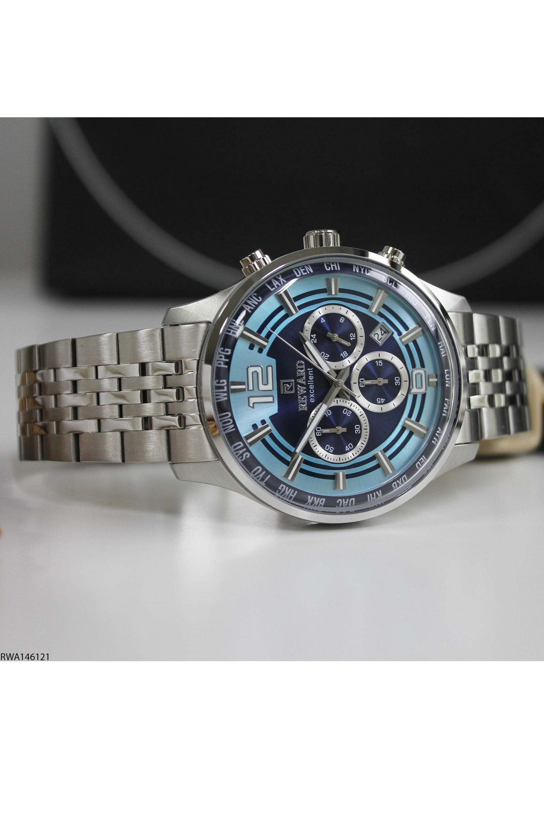 Luxury Men's Chronograph Watch -stainless Steel Bracelet Wristwatch ...