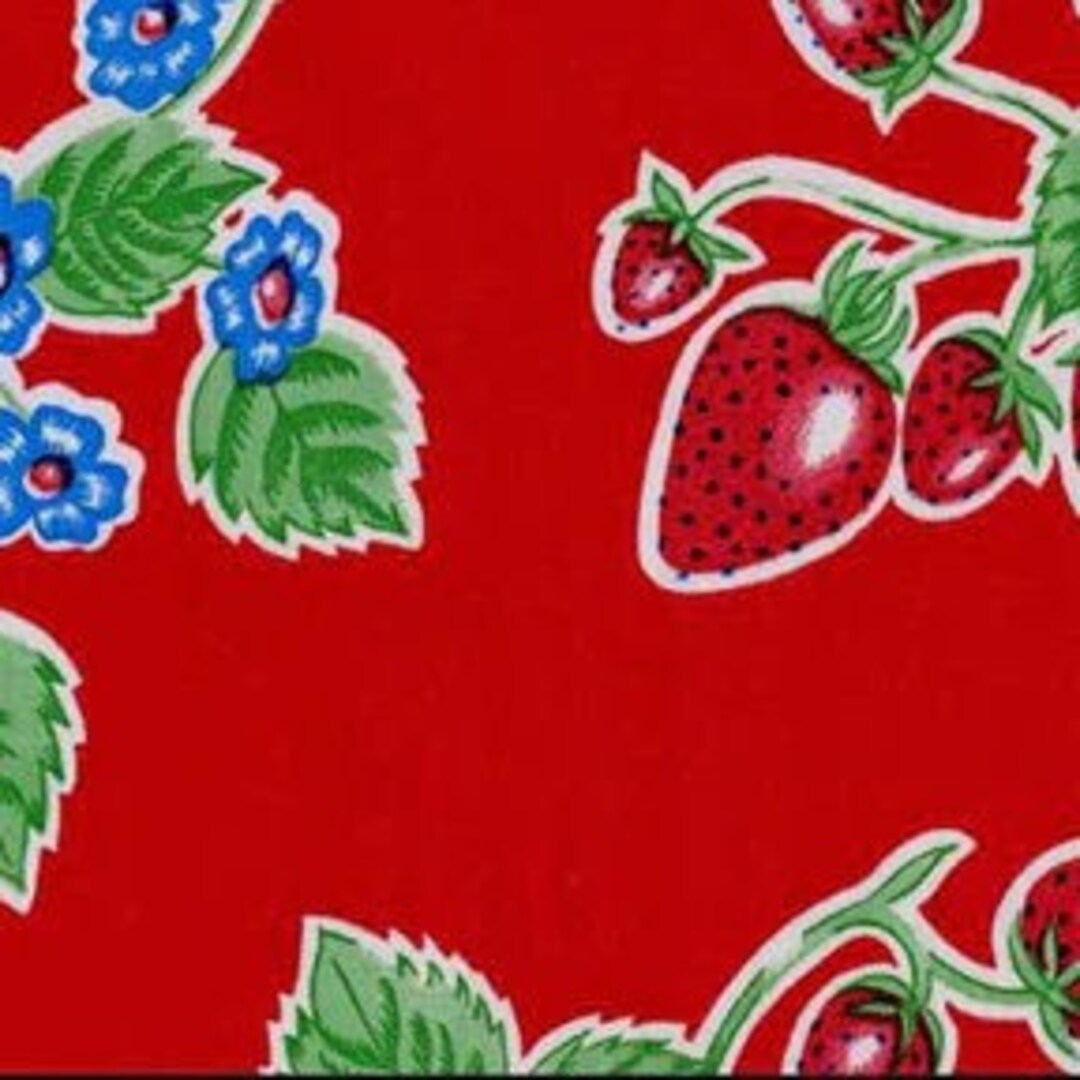 Red Strawberry Oilcloth Fabric - by the Yard - Etsy