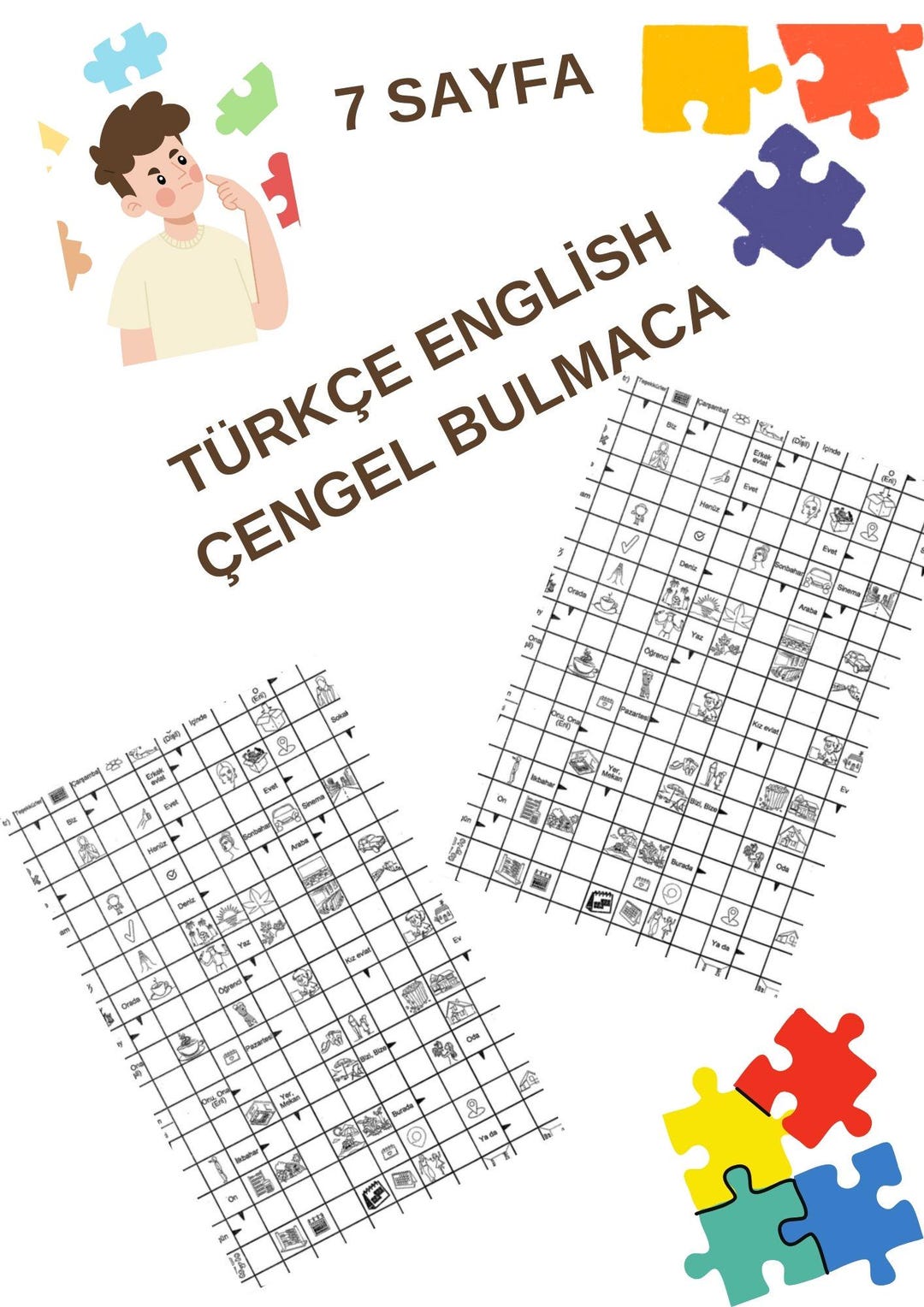 Türkçe English Çengel Bulmaca - Etsy