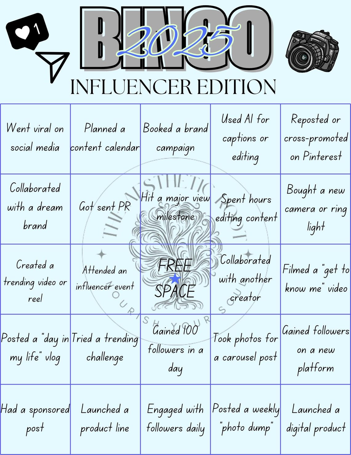 2025 Bingo Board Bundle Influencer, Traveler, and Workaholic Themes - Etsy