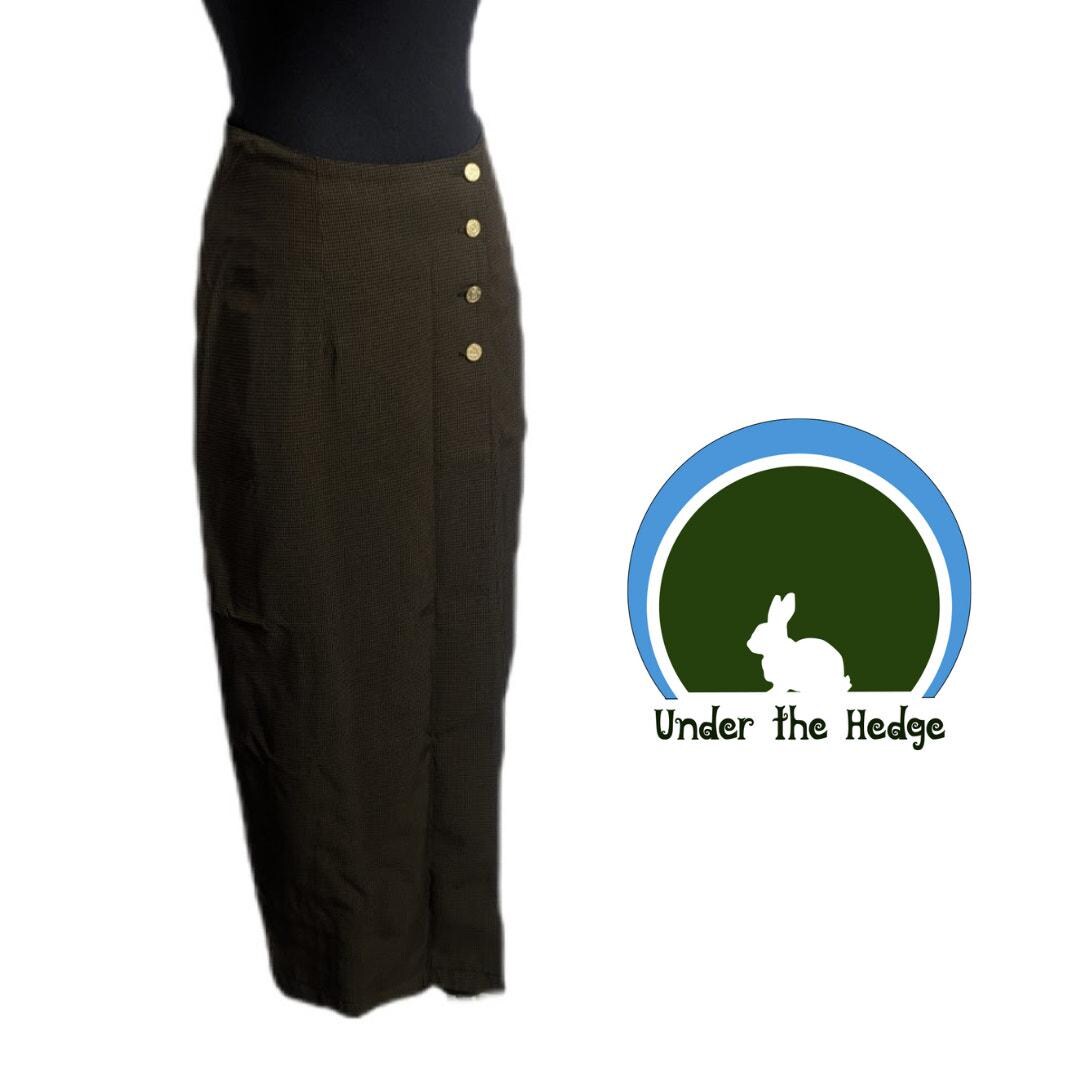 Vtg L Bates Khaki Check Wrap Midi Skirt Size 8 N1 Grunge Uptown Punk ...