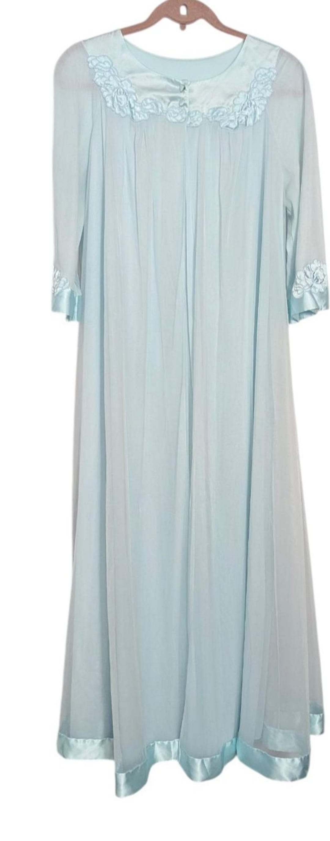 Vtg 60s Gossard Artemis Light Blue Peignoir Chiffon Robe Size Medium H2 ...