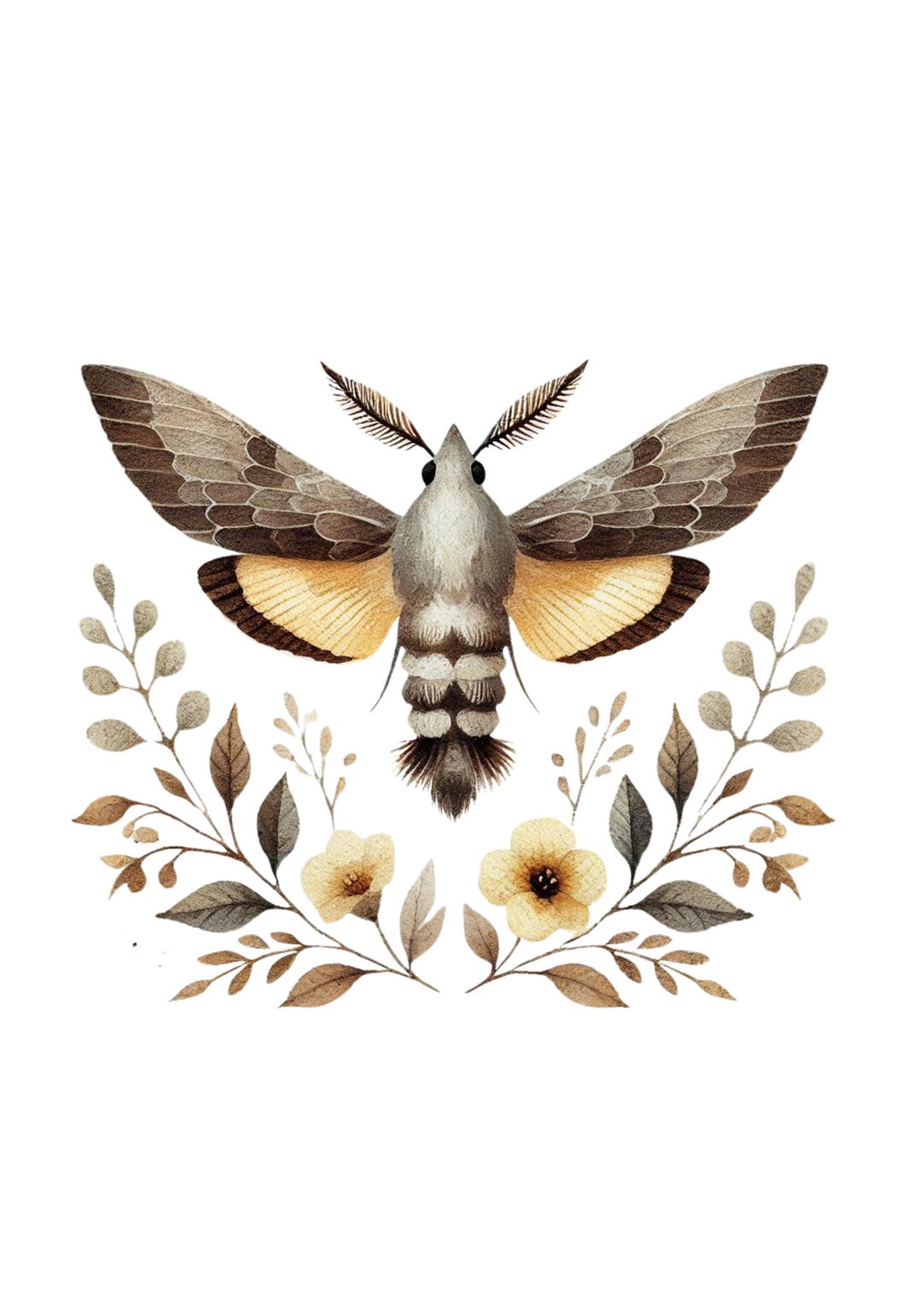 Watercolor Hummingbird Moth PNG Floral Butterfly Clipart Transparent ...