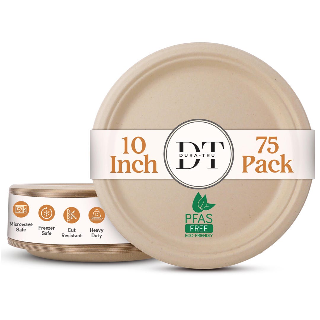 Heavy Duty Paper Plates - Eco-friendly Pfas-free Compostable Plates, 10 ...
