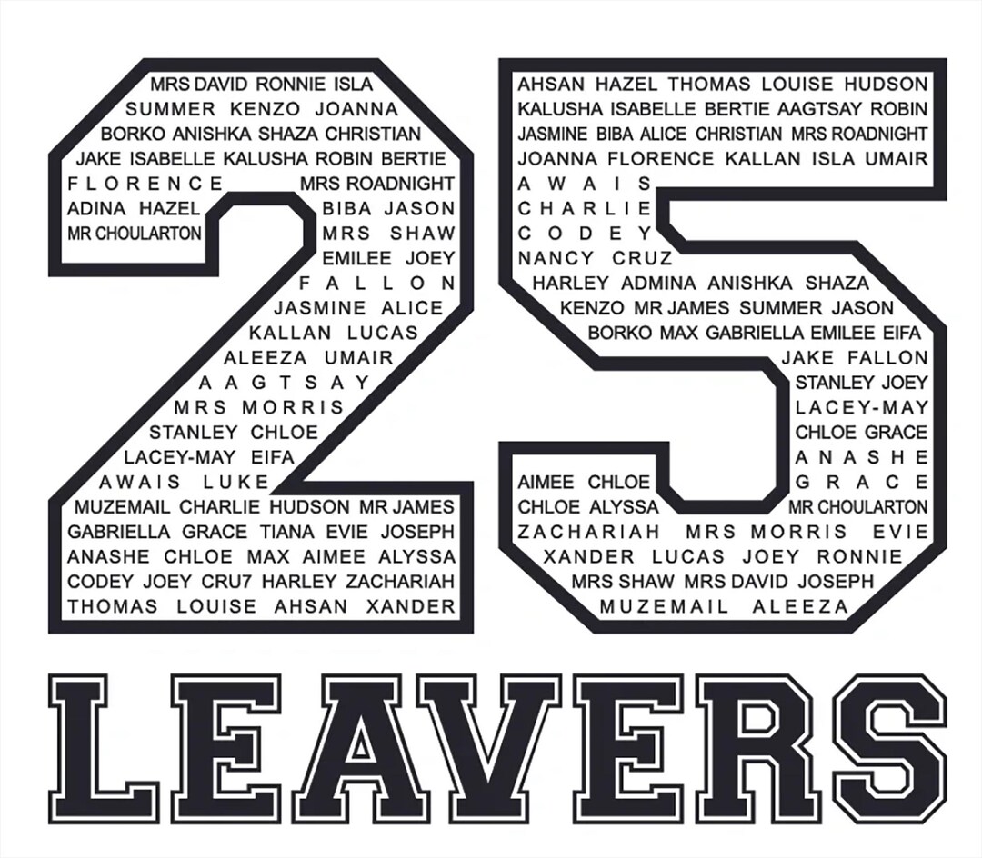 Custom Personalised Leavers Names Vector Image File High Quality PNG ...