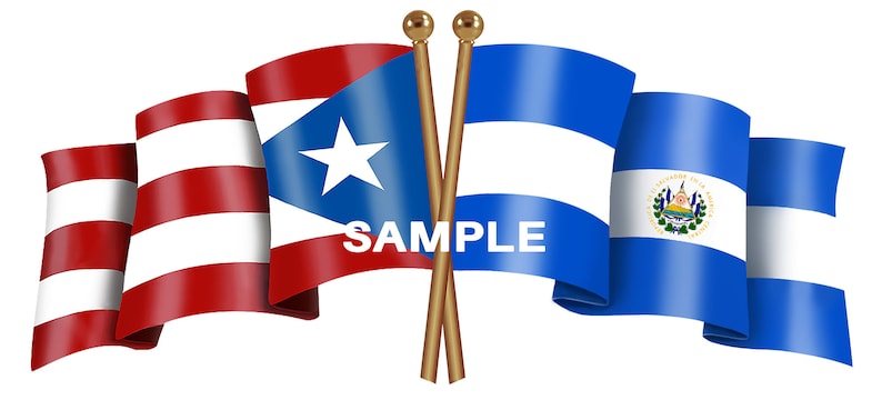 Puerto Rico El Salvador Unity Flags Digital Download Latino PNG High ...