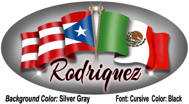 Mexican Unity Flags Vinyl Decal Sticker Puerto Rico Latino Oval Small ...