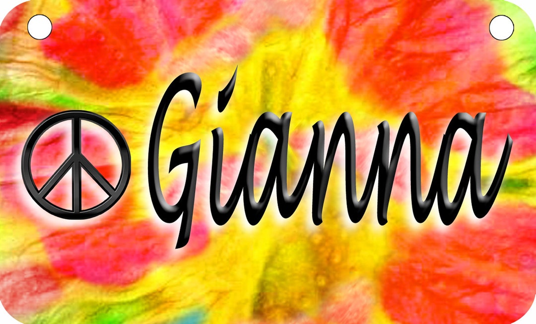 Bicycle License Plate Peace Sign Tie Dye Metal Custom Personalize Gifts ...