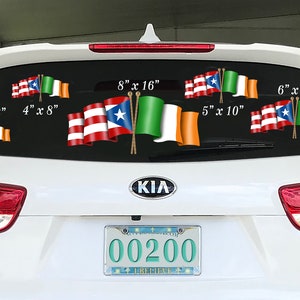 Irish & Puerto Rican Unity Flags UV Protected Vinyl Decal Sticker ...