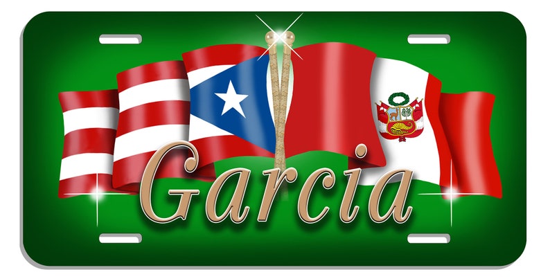 Puerto Rico Peru Unity Flags Auto License Plate Personalize | Etsy