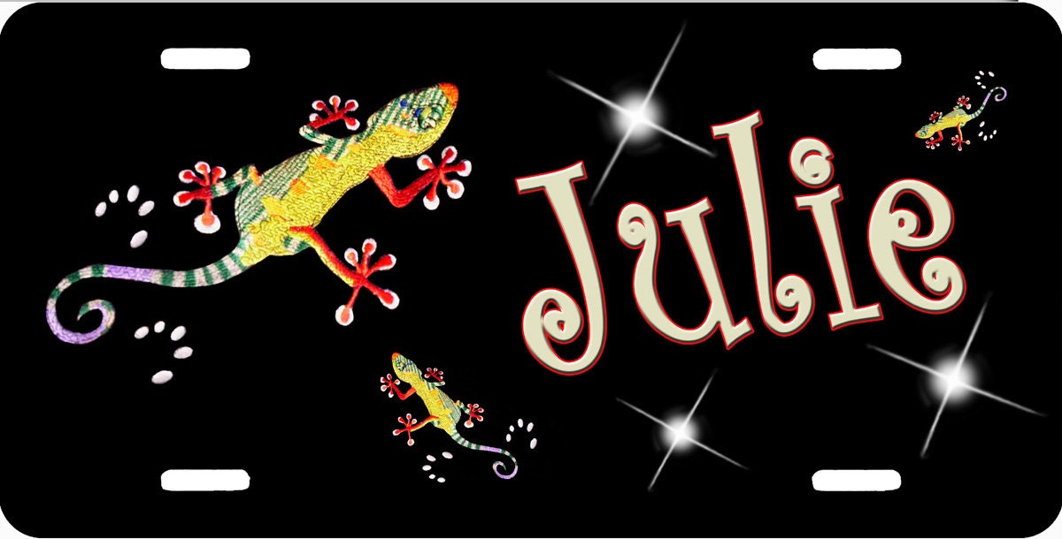Gecko Lizard Auto License Plate Personalize Gifts Girls Ladies Any Name ...