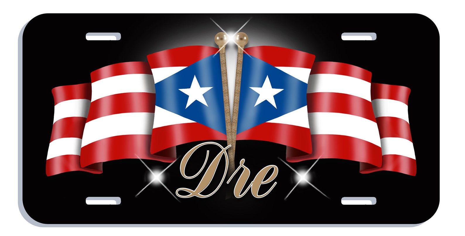 Puerto Rico Unity Flags Auto License Plate Personalize Gifts Any Name ...