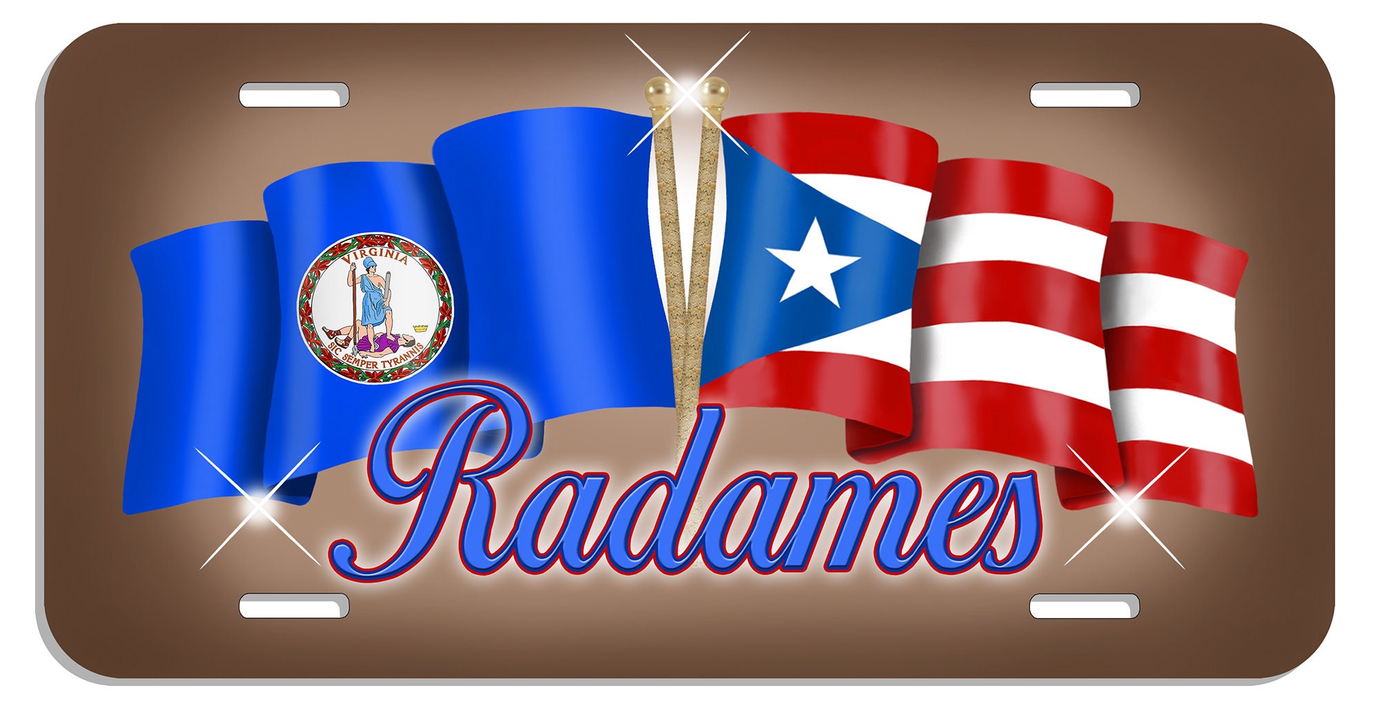 Virginia Puerto Rico Unity Flags Auto License Plate Personalize Gifts ...
