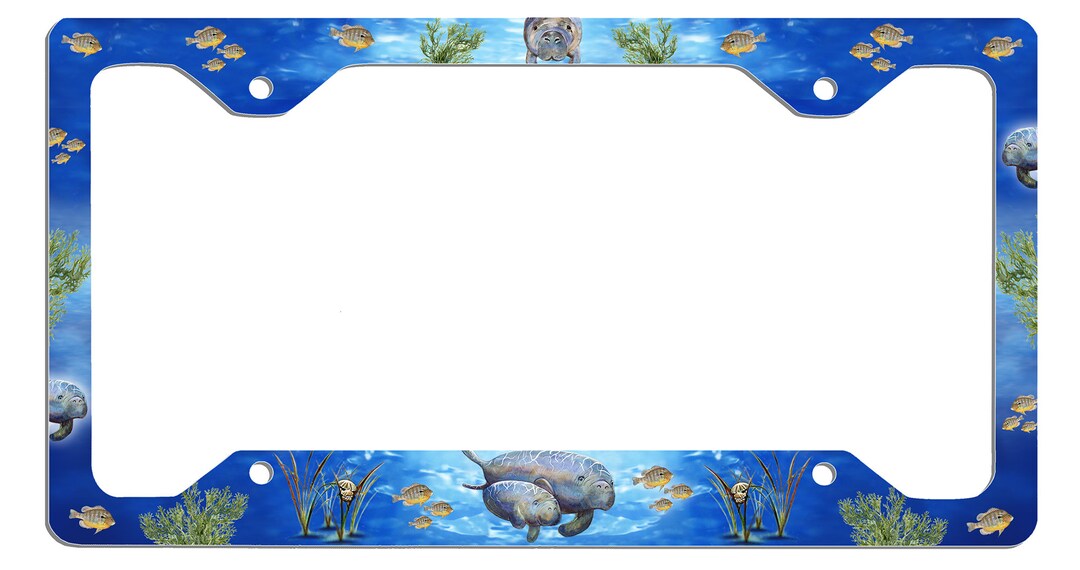Manatees, Sea Turtles, Sun Fish, Clams Auto License Plate Frame ...