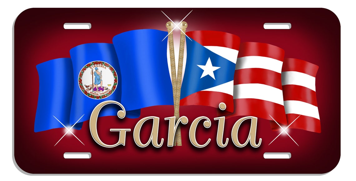 Virginia Puerto Rico Unity Flags Auto License Plate - Etsy