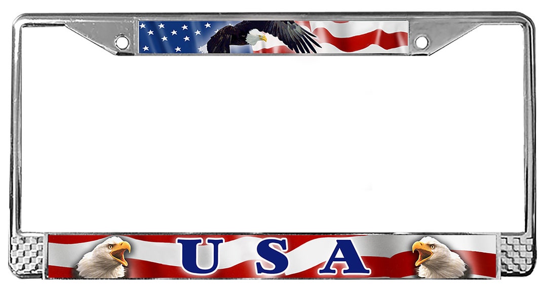 USA Flag Eagle Auto License Plate Frame Personalize Gifts Girls Ladies ...