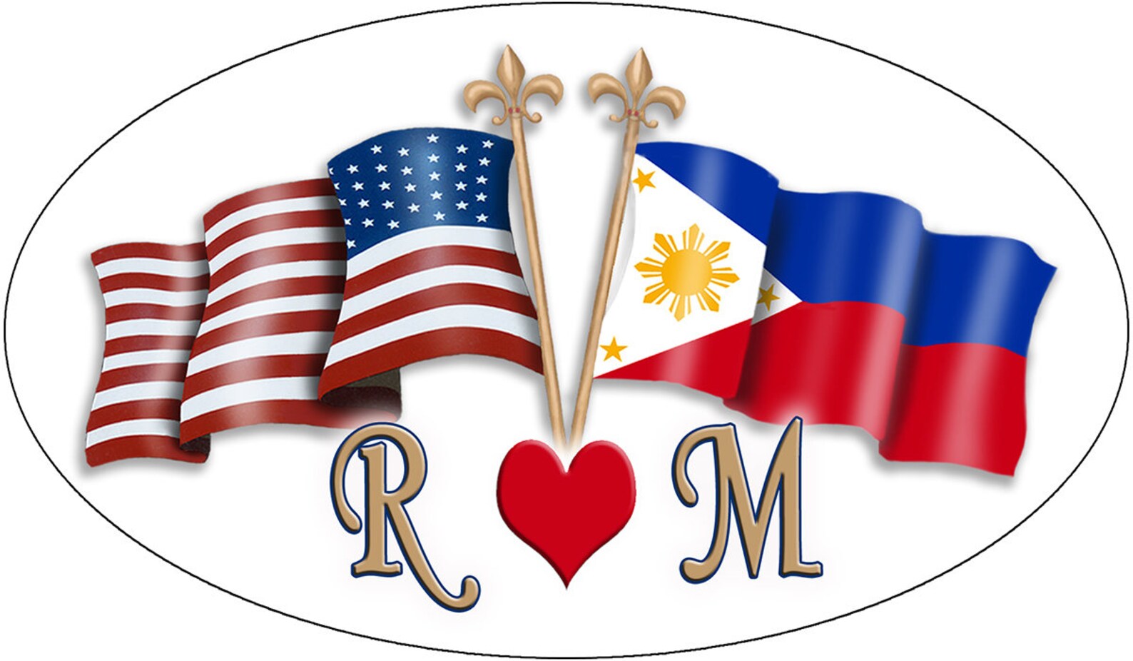 One USA & Philippine Unity Flags Vinyl Rectangle Decal Bumper - Etsy