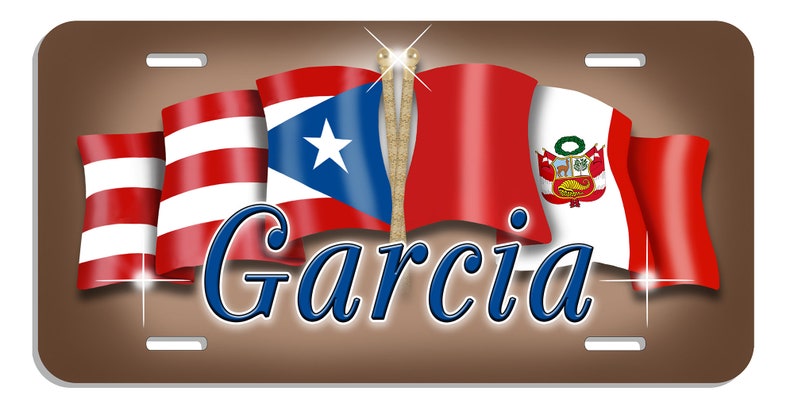Puerto Rico Peru Unity Flags Auto License Plate Personalize | Etsy