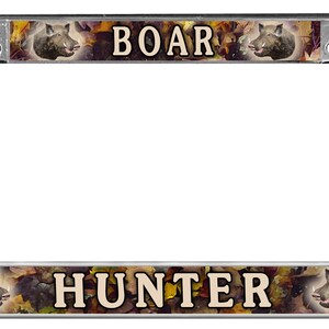 Buck and Wild Boar Hog on Camouflage Auto License Plate Frame ...