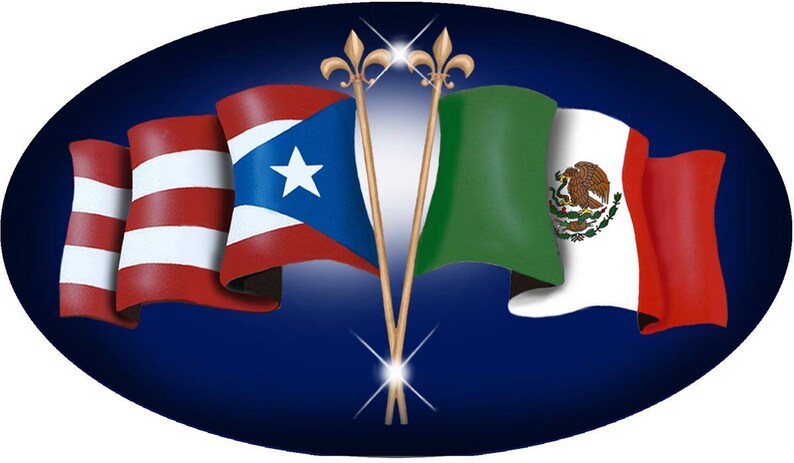 One Puerto Rican Mexican Unity Flags Vinyl Oval Decal Bumper - Etsy