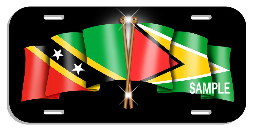 Saint Kitts Guyana Unity Flags Auto License Plate Personalize Gifts ...