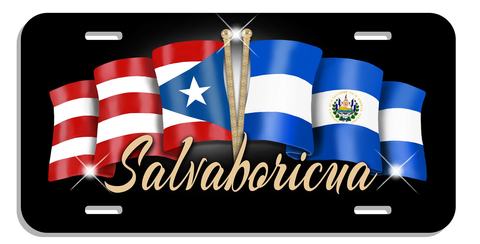 El Salvador Puerto Rico Unity Flags Auto License Plate Personalize ...