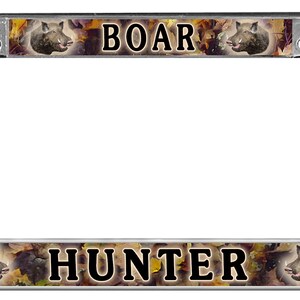 Buck and Wild Boar Hog on Camouflage Auto License Plate Frame ...