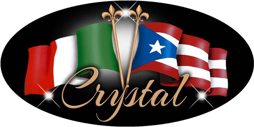 Puerto Rico & Italian Unity Flags Vinyl Oval Decal Bumper Sticker Mega ...