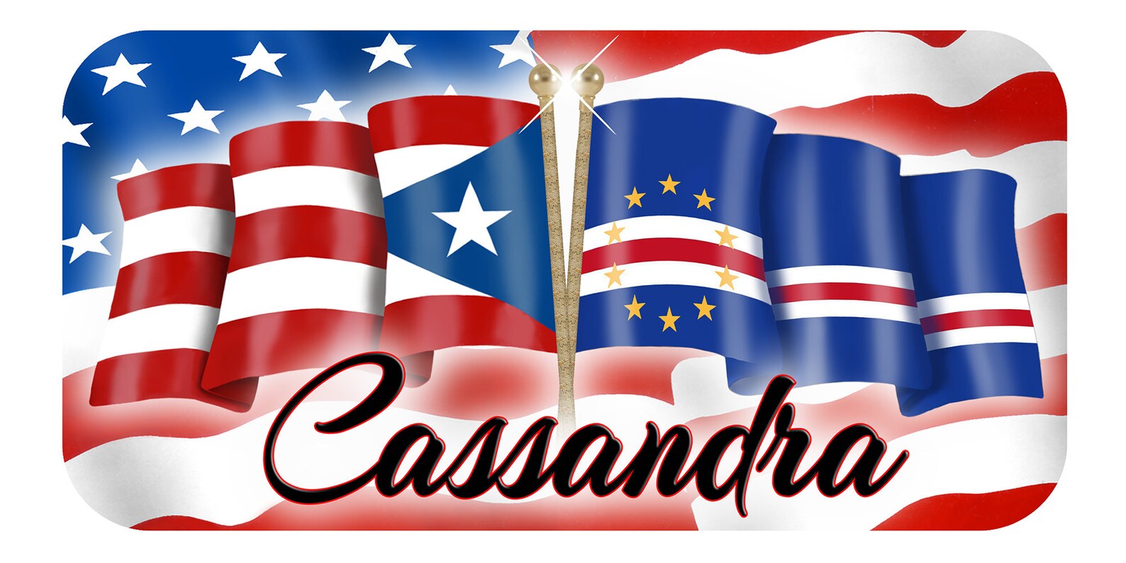 Cape Verde Puerto Rico USA Unity Flags Vinyl Rectangle Decal - Etsy