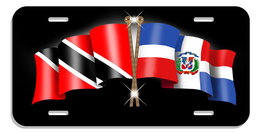 Trinidad and Dominican Unity Flags Auto License Plate Personalize Gifts ...
