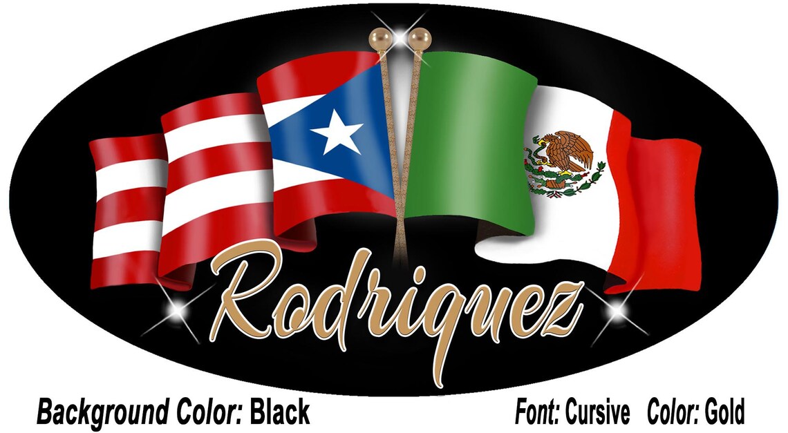 Mexican Unity Flags Vinyl Decal Sticker Puerto Rico Latino Oval Small ...