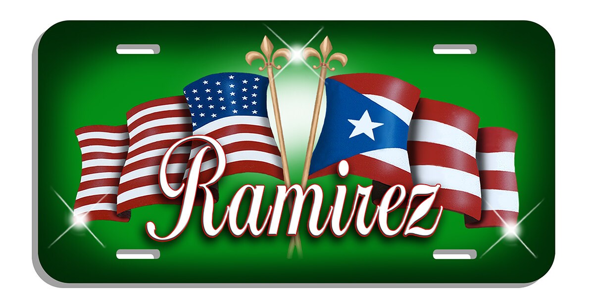 USA Puerto Rico Flags Auto License Plate Personalize Gifts Any - Etsy