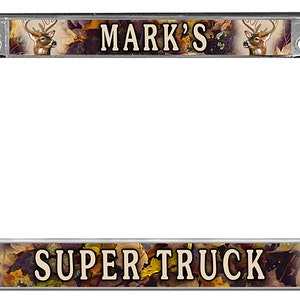 Buck and Wild Boar Hog on Camouflage Auto License Plate Frame ...