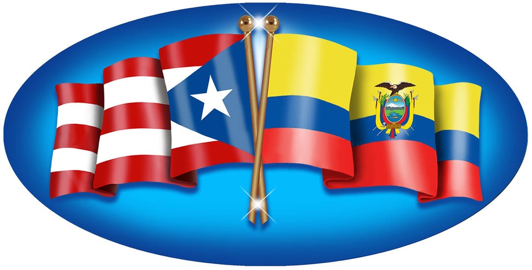 Ecuador Puerto Rico Unity Flags Vinyl Decal Bumper Sticker Sizes Small ...