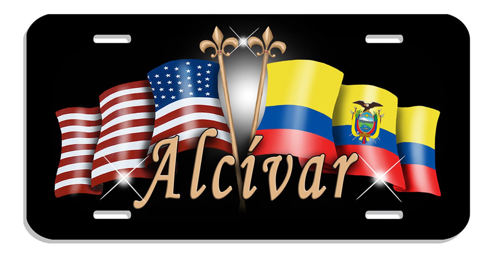 USA Ecuador Flags Auto License Plate Personalize Gifts Any - Etsy
