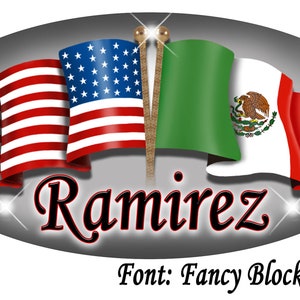 USA & Mexican Unity Flags Vinyl Oval Decal Bumper Sticker Size Small to Large Personalize Gifts ...