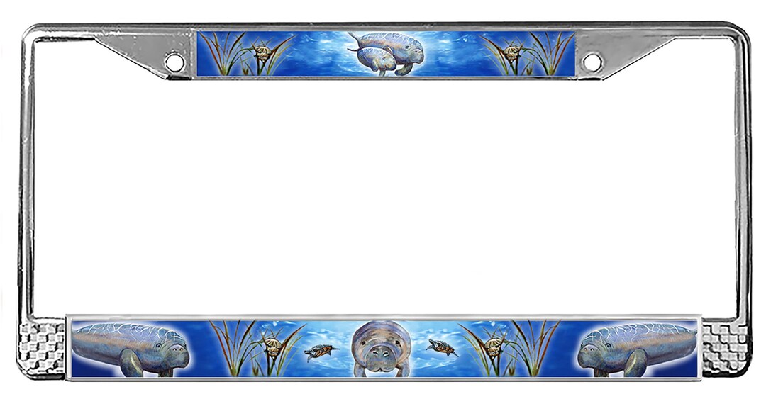 Manatees Sea Cows Clams Auto License Plate Frame Personalize With Any ...